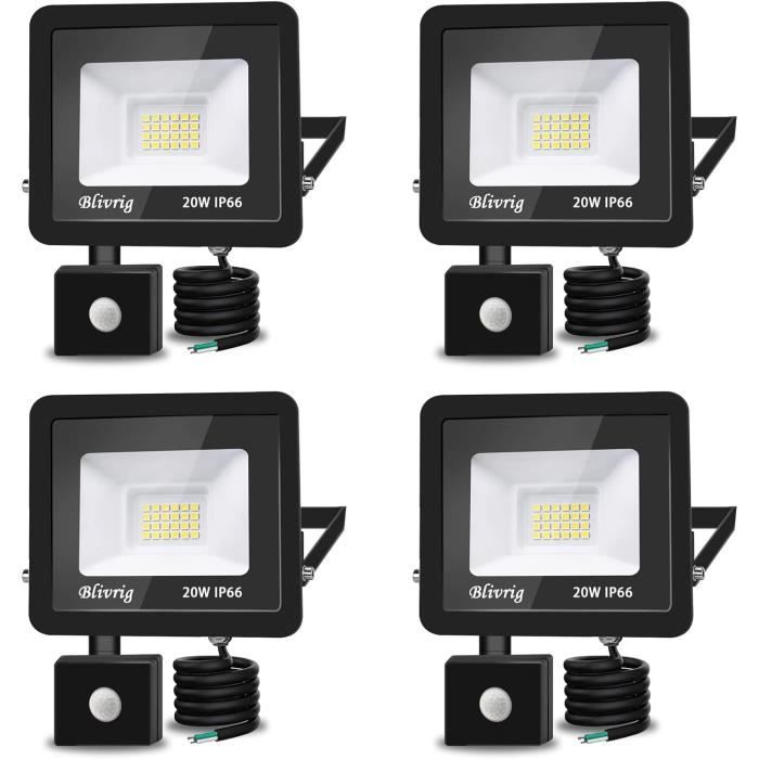 Projecteur Led Avec Détecteur De Mouvement 20W Blanc Froid, 2000Lm Spot ...
