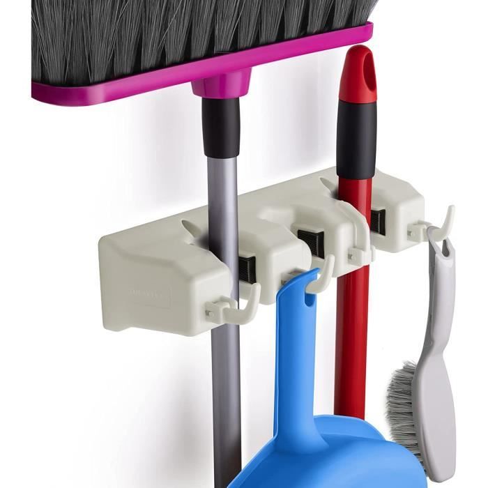 Zulay Home Organisateur de balai et serpillère en plastique 3 fentes ...