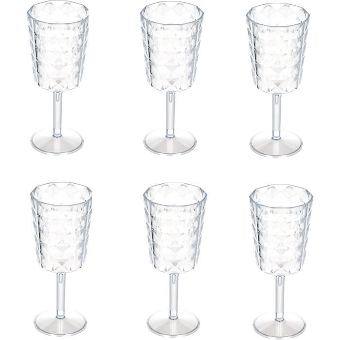 Lot De 6 Verres À Vin En Plastique Avec Motif Prisme Diamant 400 Ml ...