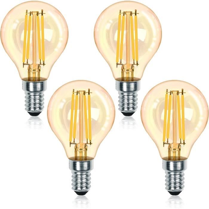 Ampoule LED à filament à intensité variable 4W E14 P45, blanc chaud 2700K, ampoule rétro en ...