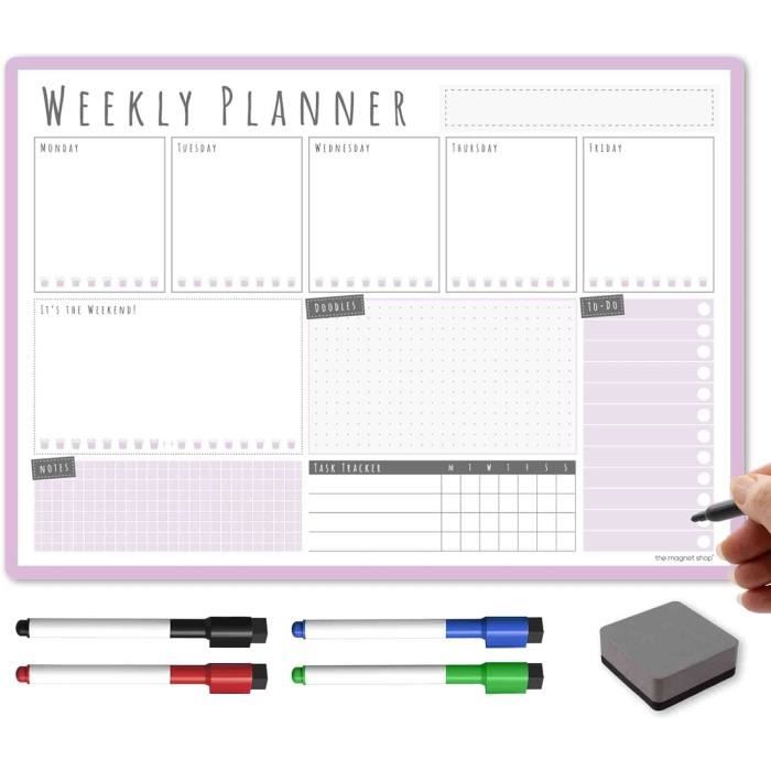 Planning Hebdomadaire Magnétique A3 - Tableau Blanc Effaçable À Sec ...
