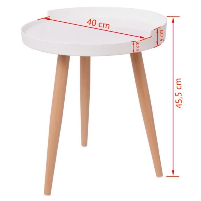 VidaXL Table basse Ronde 40 x 45,5 cm Blanc - Cdiscount Maison