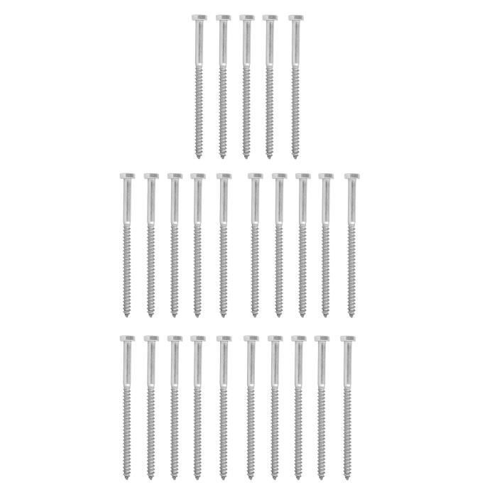 YOSOO vis à tête autotaraudeuse en bois Vis à tête hexagonale en bois à demi-filetage en acier ...