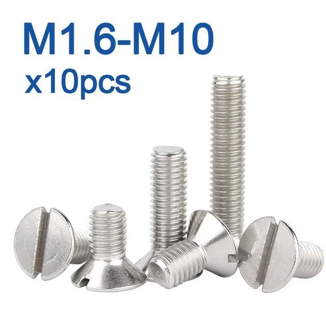 VIS,M6-12mm x10pcs--Boulon fileté métrique à tête fraisée, 10 pièces ...