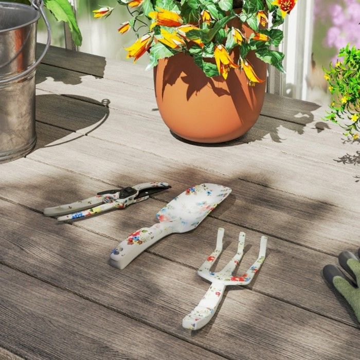 Ensemble Jardin 3 Pièces,Truelle,Râteau Main Et Sécateur,Outils Métal ...