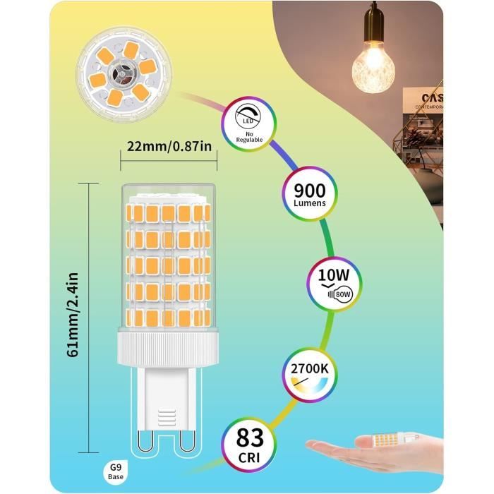 G9 Led 10W, Ampoules Led G9 Blanc Chaud 2700K Equivalence Incandescence ...