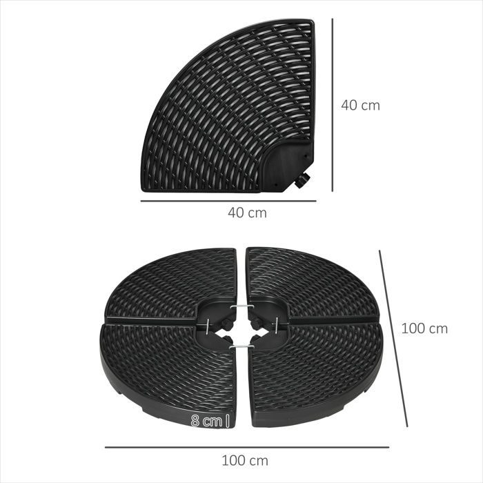 Dalle de lestage ronde 100 cm pour parasol déporté - 52 kg eau / 68 kg ...