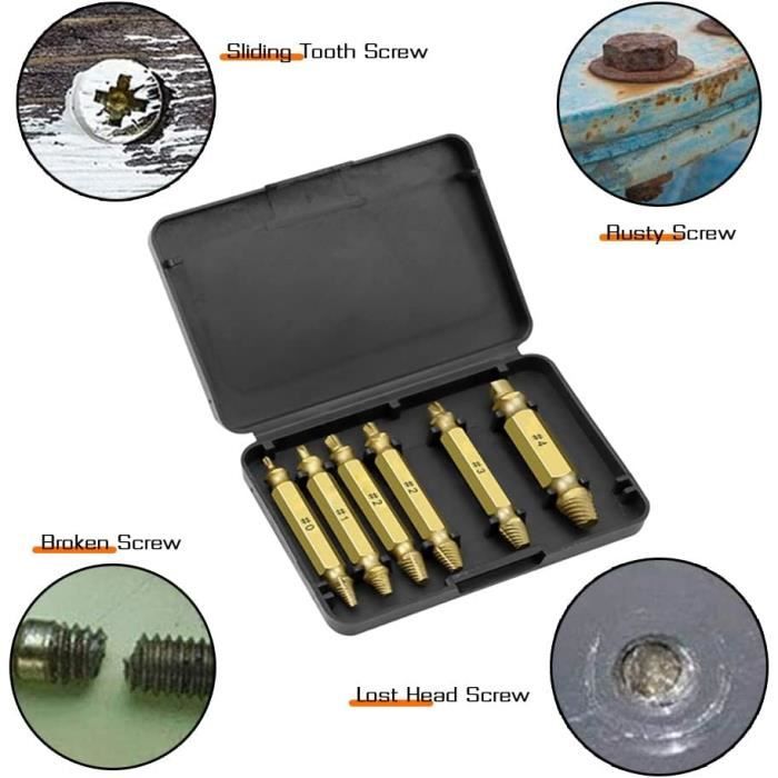 Extracteur De Vis 4-5 - 6Pcs Vis Endommagé Extractor Set Set Double ...