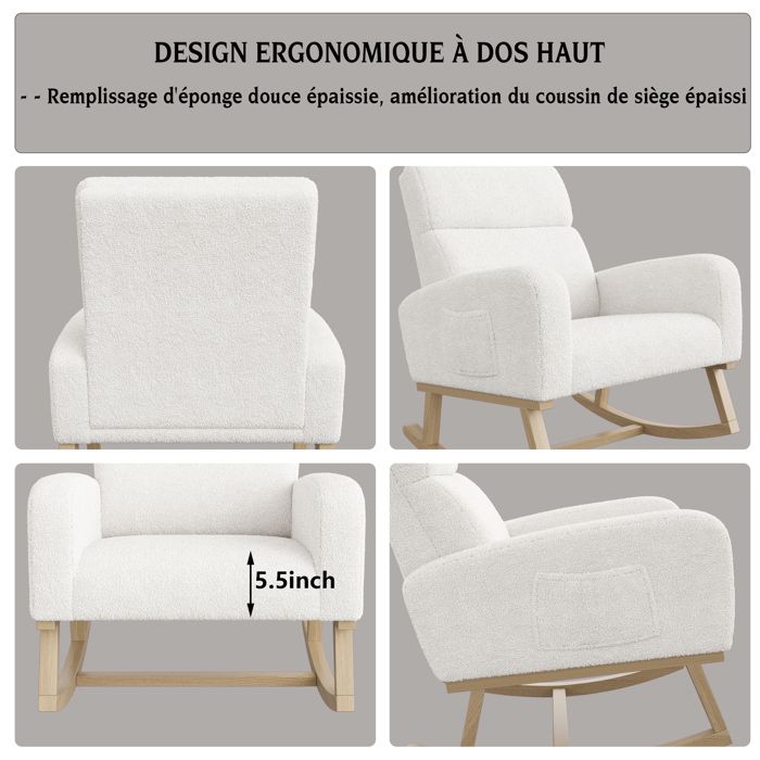 Fauteuil à bascule,Rocking Chair,Fauteuil à bascule allaitement poches ...