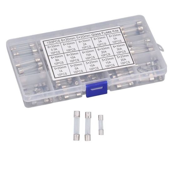 150 pièces fusibles en verre alliage Tube fusible assorti Kit pour appareils électroménagers 15 ...