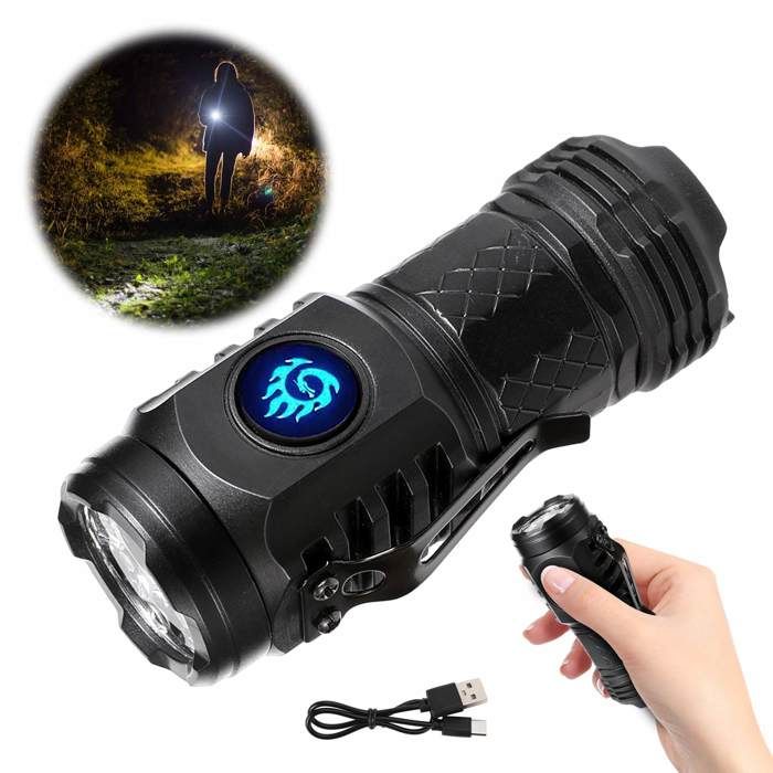 Lampe de poche mini flash super puissante monstre à trois yeux torche ...
