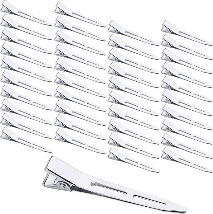 40 Pièces Pince Cheveux Métal Pince Crocodile Cheveux Argent Alligator ...