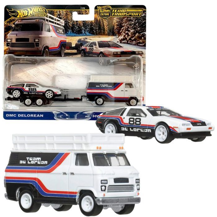DMC DeLorean + HW Rally Hauler | Hot Wheels | Véhicules Team Transport ...