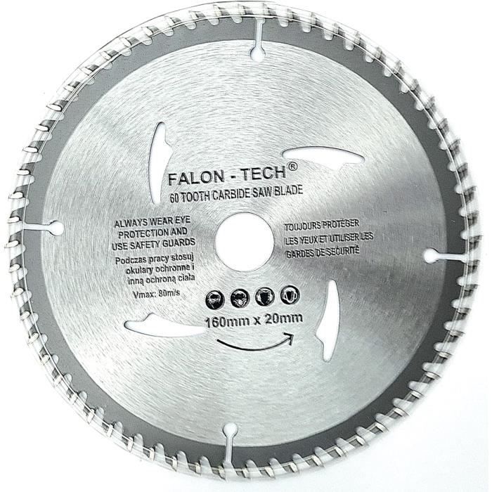 Falon Tech Lame de scie circulaire 160 mm pour bois 160 x 20-16 mm 60 dents.[Z628] - Cdiscount ...