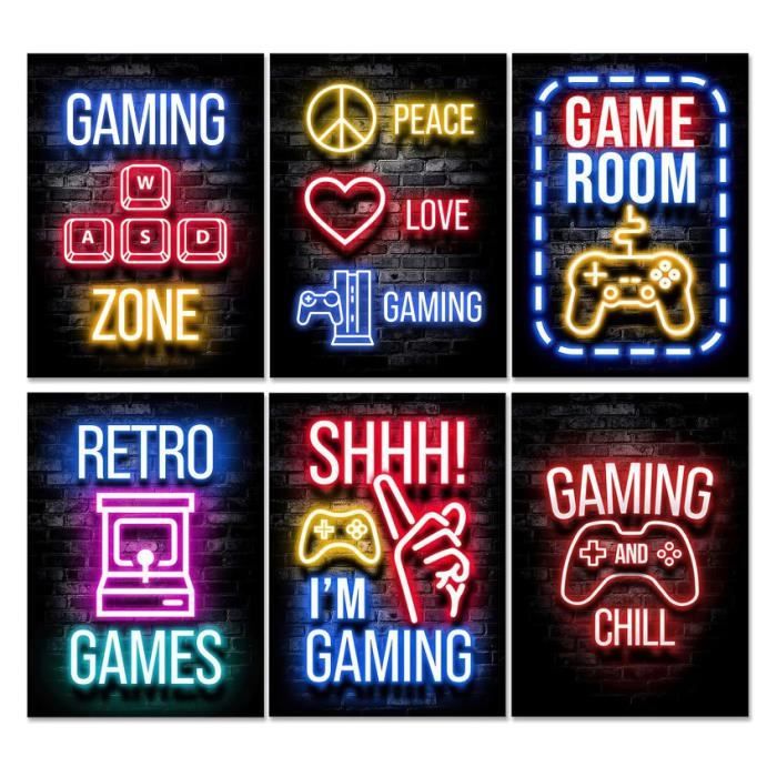 Set de 6 Affiche Gaming Poster Affiche Pour Salle De Jeu Poster Gamer ...