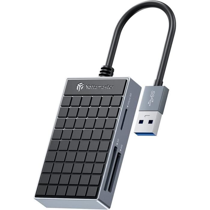 Lecteur Carte USB3.0, 4 en 1 Lecteur de Carte mémoire 5Gbps SD-Micro SD(TF)-MS-CF Card Reader ...