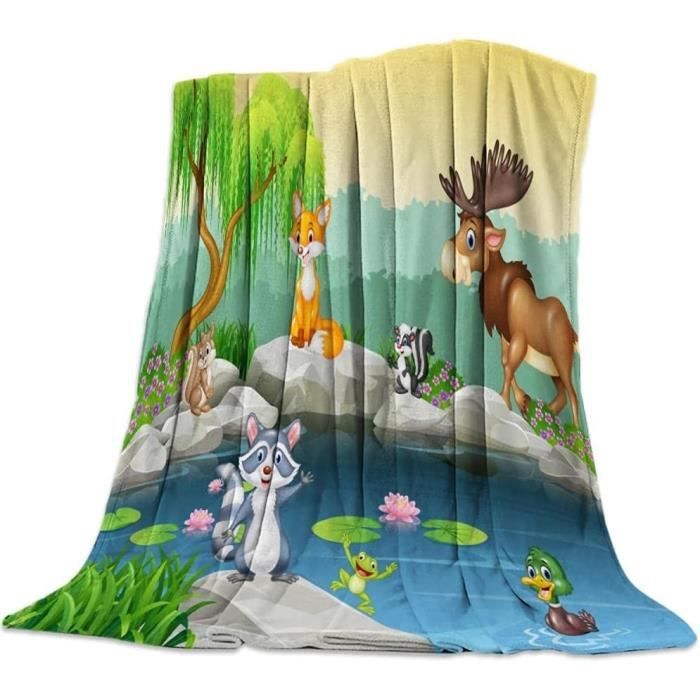 Animaux Dessin Animé Lac Eau Belle Plaid Couverture Polaire Microfibre ...