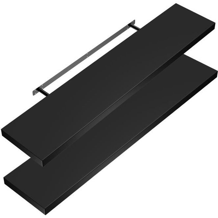 CASARIA 2x Étagères Murales Flottantes 90 cm Noir MDF Robuste Effet ...