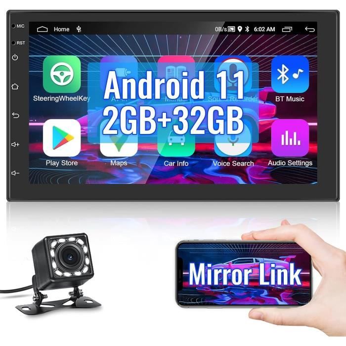 2G 32G Autoradio 2 Din Android 11 7 Pouces Écran Tactile De Voiture ...