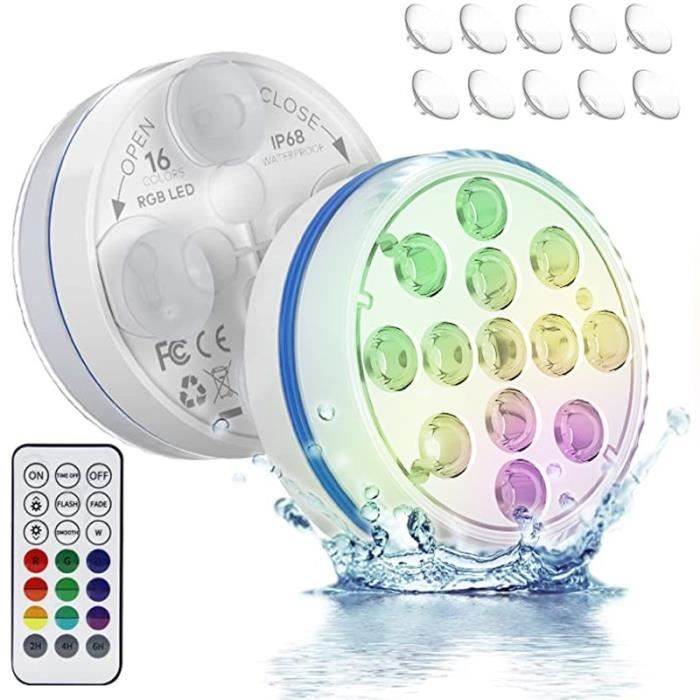 Lumière Submersible LED,2Pcs Lampes de Piscine RGB,Éclairage Lampes Sous-Marines Multi-couleur ...