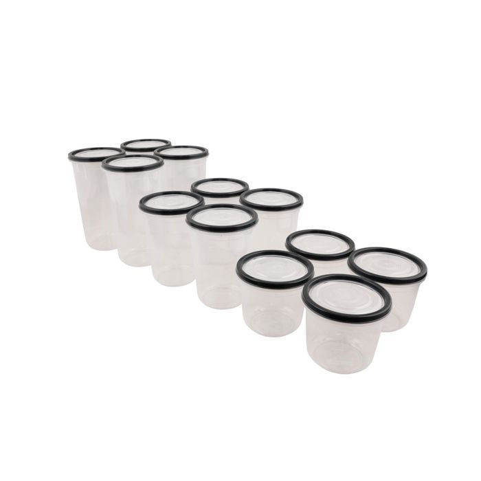 Lot de 12 boites de conservation 3 dimensions Sulot Gris et Transparent ...