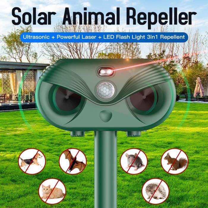 Répulsif Animaux Solaire,Repulsif Chat Ultrason,avec Détecteur de ...