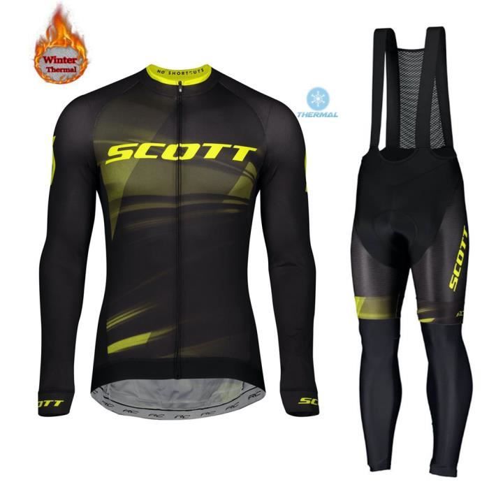Maillot de Vélo Route Hiver Thermique Fleece Manches Longues Homme ...