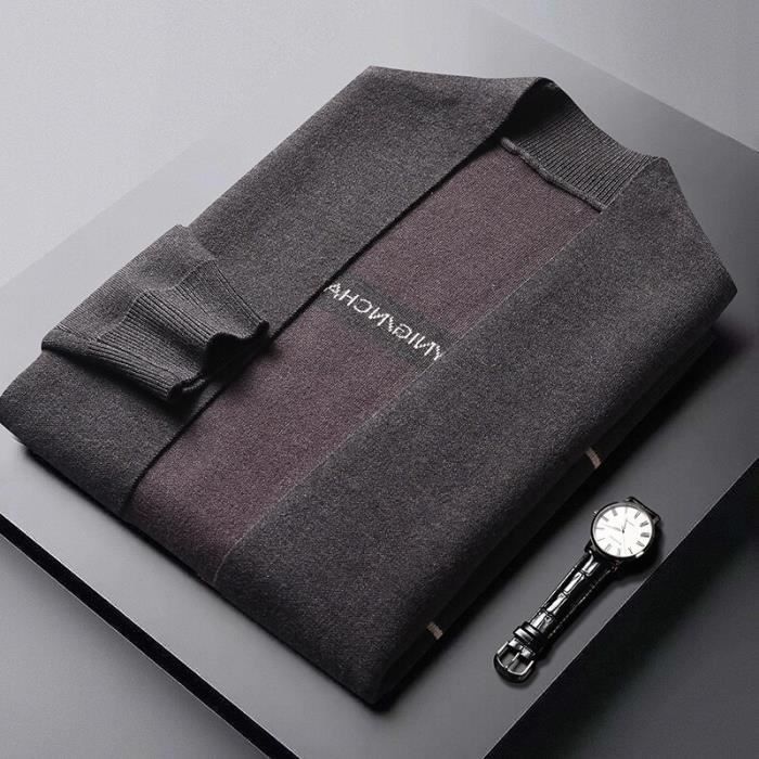 Gilet-cardigan - Haute qualité - Grande taille 4XL - Automne/Hiver - Gris foncé - Tricot pour ...