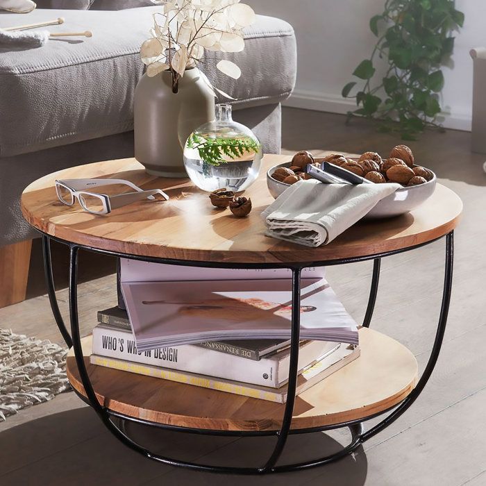 WOHNLING table basse 60 cm table de salon table basse en bois massif ...