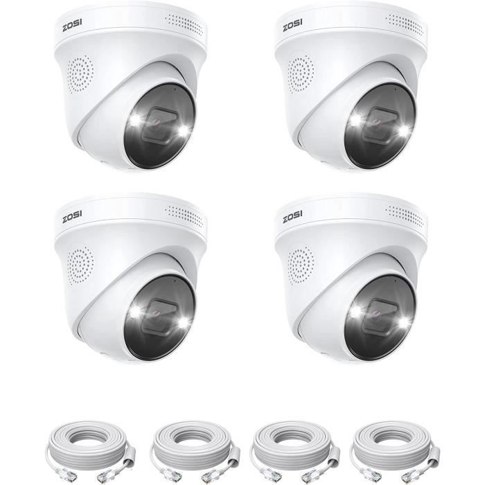 ZOSI Lot de 4 Caméra de Surveillance PoE, 4K 8MP Haute Résolution ...