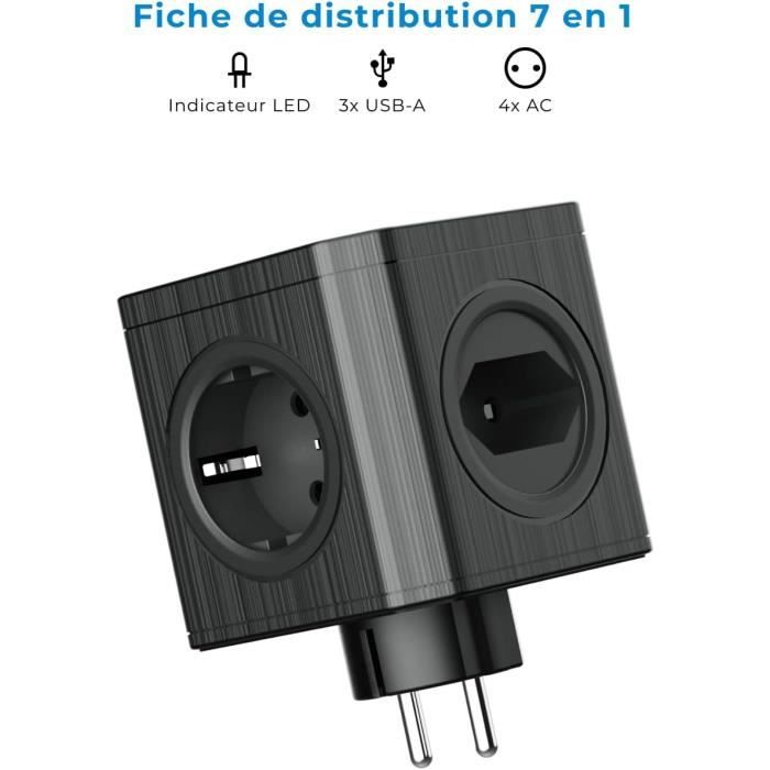 Multiprise Murale Cube 7 En 1, Prise Multiple Avec Usb, Multiprise ...
