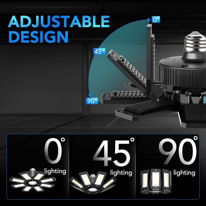 Eclairage Led Garage - 50W 5000Lm Eclairage Atelier Avec Déformable À 8 ...