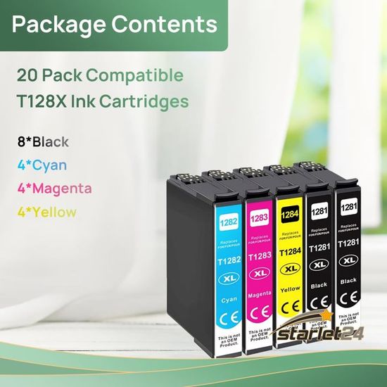 20x T1285 Cartouches d\'encre pour Epson T1281 T1282 T1283 T1284 ...