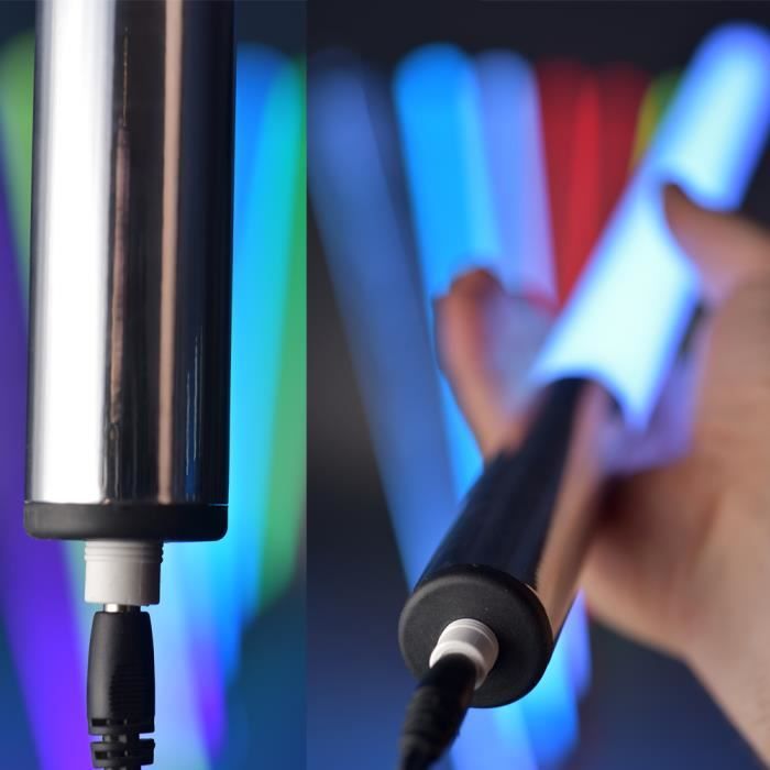 1 Tige lumineuse 100 cm à LED RGB avec télécommande - 8 couleurs et 6 ...