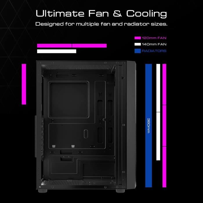 Pc Gamer Boitier, Boîtiers Gaming Atx Moyen Tour Vide, Airflow Mesh ...