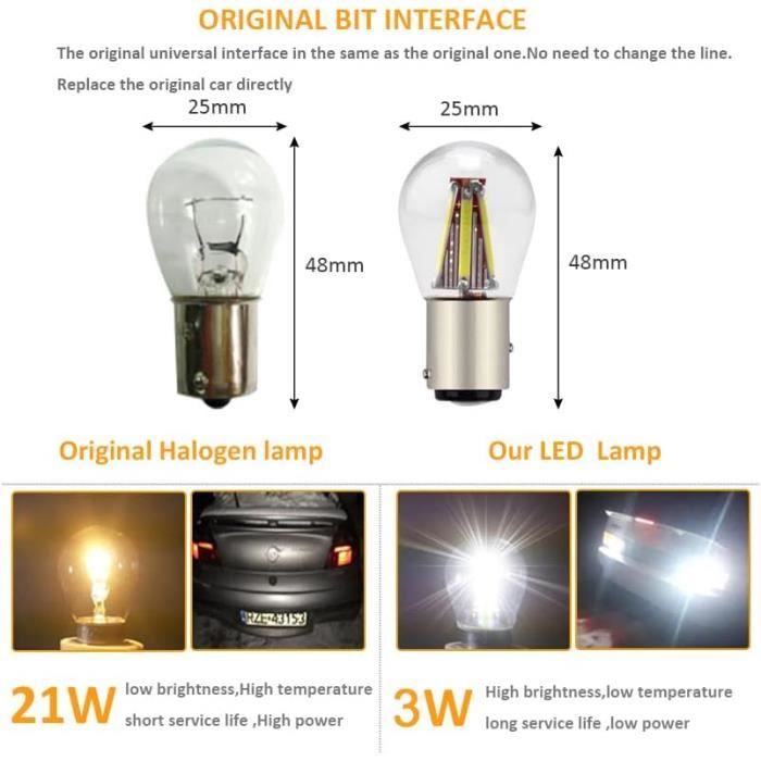 WeiXuan Nouveau 4 filaments de COB LED 1157 BAY15D 21-5W 1156 BA15S ...