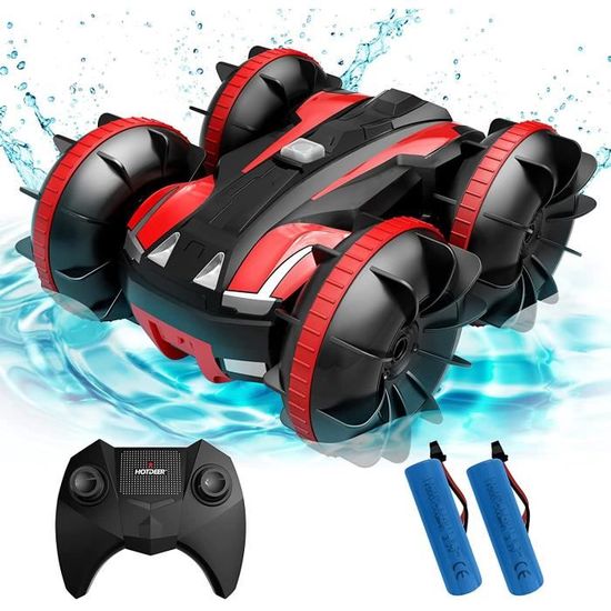 Voiture Télécommandée amphibie MAGICFOX, tout terrain RC 2,4 GHz 4 roues motrices et double face ...
