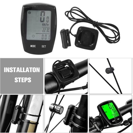 LEX Compteur De Vitesse Pvc Noir Écran Tactile Lumineux Vélo Ordinateur ...