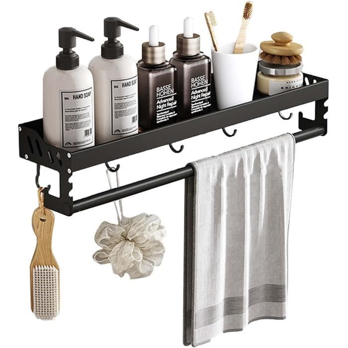 Panier Douche Noir Rangement Douche Mural Etagere Salle De Bain Adhesif ...