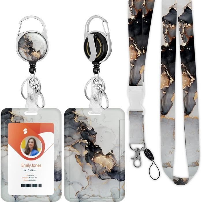 Porte-Badge Avec Cordon - Rétractable - Cordon Tour De Cou Amovible ...