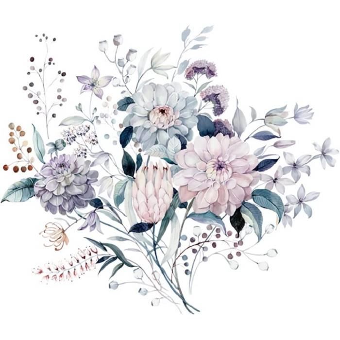 Stickers muraux vintage BOUQUET de FLEURS (50x73cm) I autocollant ...