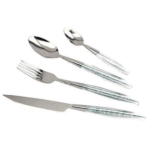 LISA DALBAN ECUME Ménagère avec 24 Pièces Acier Inoxydable Transparent ...