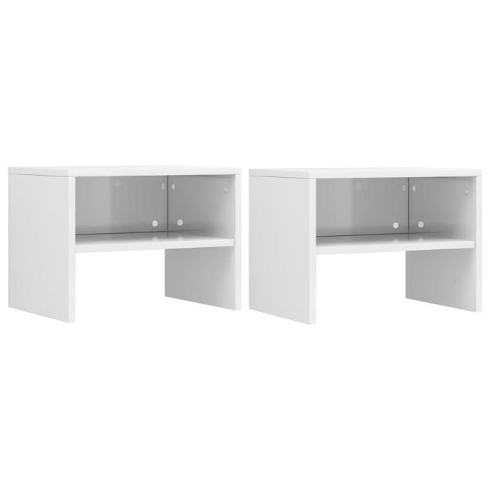 2 pcs Tables de chevet Blanc brillant 40 x 30 x 30 cm Aggloméré - EAN ...