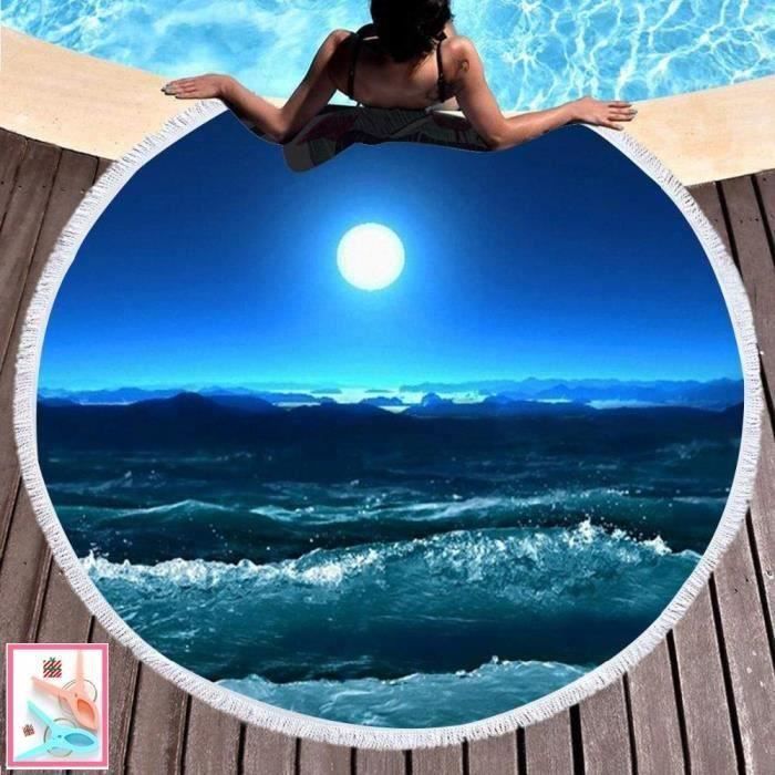FINE-Serviette de Plage Ronde Été Drap de Plage la Tapisserie Châle ...