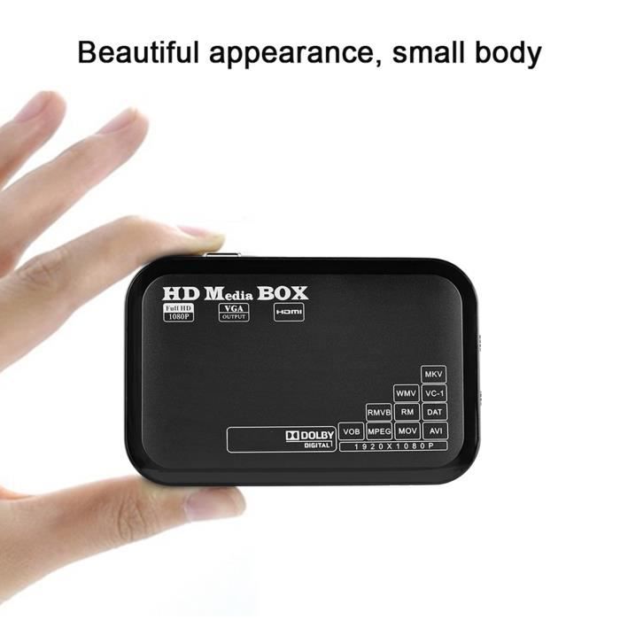 Lecteur multimédia HURRISE 1080P Full HD Mini Box - Prise UE - Noir ...