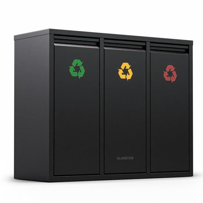 Klarstein Poubelle de cuisine 45 L 3 bacs recyclage installation ...
