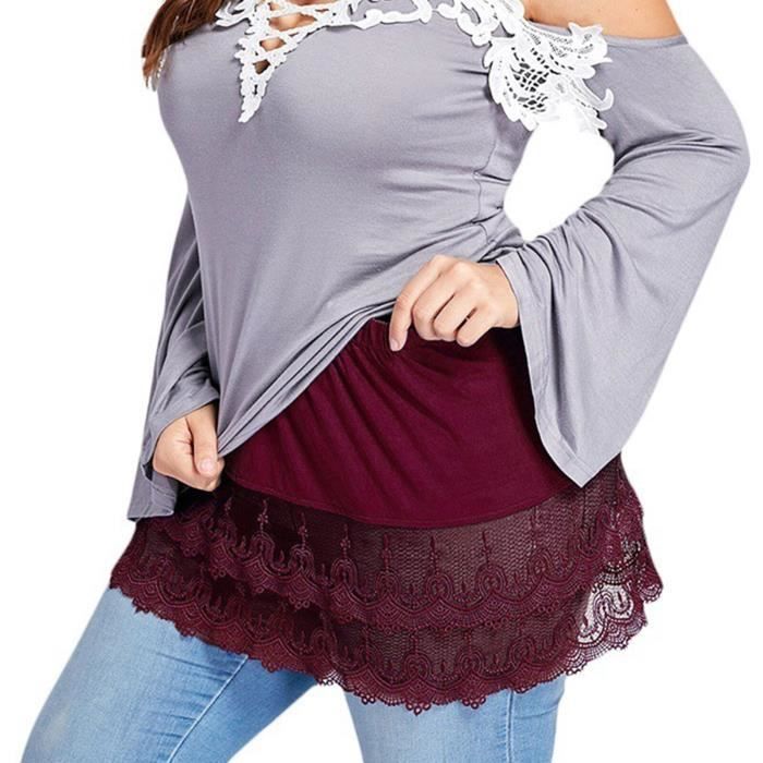Jupe,Mini jupe en dentelle ajourée pour femme, extension de chemise ...