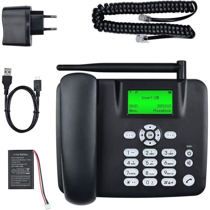 Sim Téléphone Fixe Sans Fil Gsm Quadri-Bande Sans Fil - Grand Écran ...