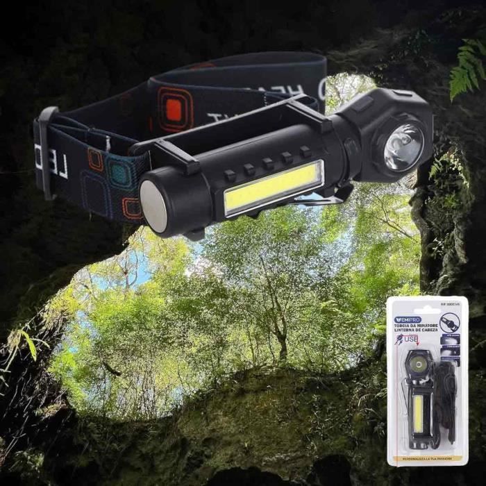 Lampe Frontale Professionnelle 2 En 1 Avec Lumière Led Cob + Lumière ...
