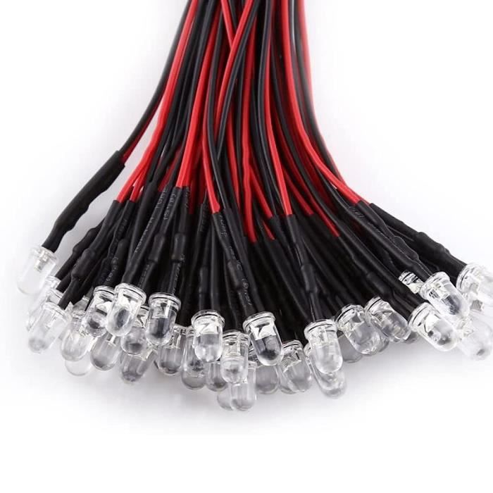 20 Pièces 3V 5V 12V 24V Dc 3Mm-5Mm Rouge-Vert-Bleu-Rvb Rond Pré-Câblé ...